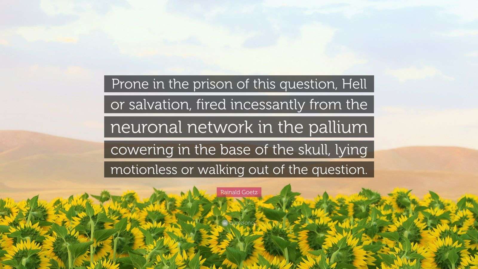 Rainald Goetz Quote: “Prone in the prison of this question, Hell or ...