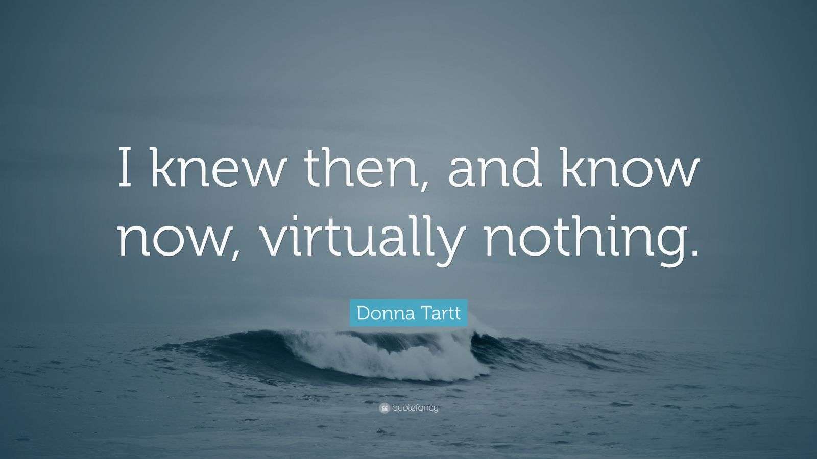 Donna Tartt Quote: “I knew then, and know now, virtually nothing.”