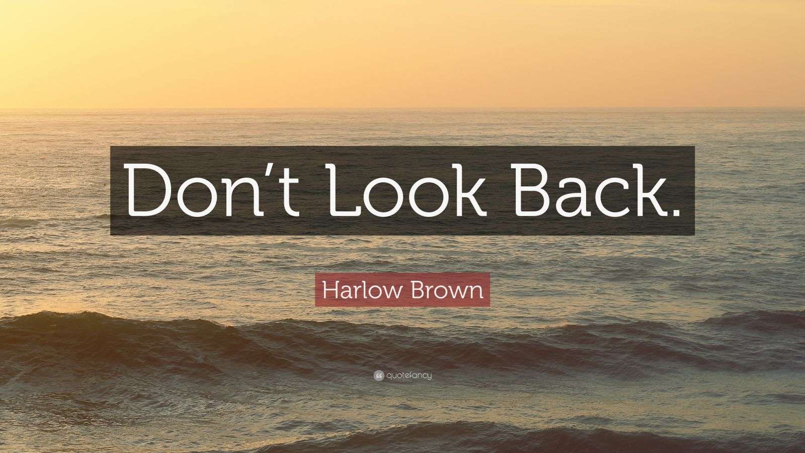 Harlow Brown Quote: “Don’t Look Back.”