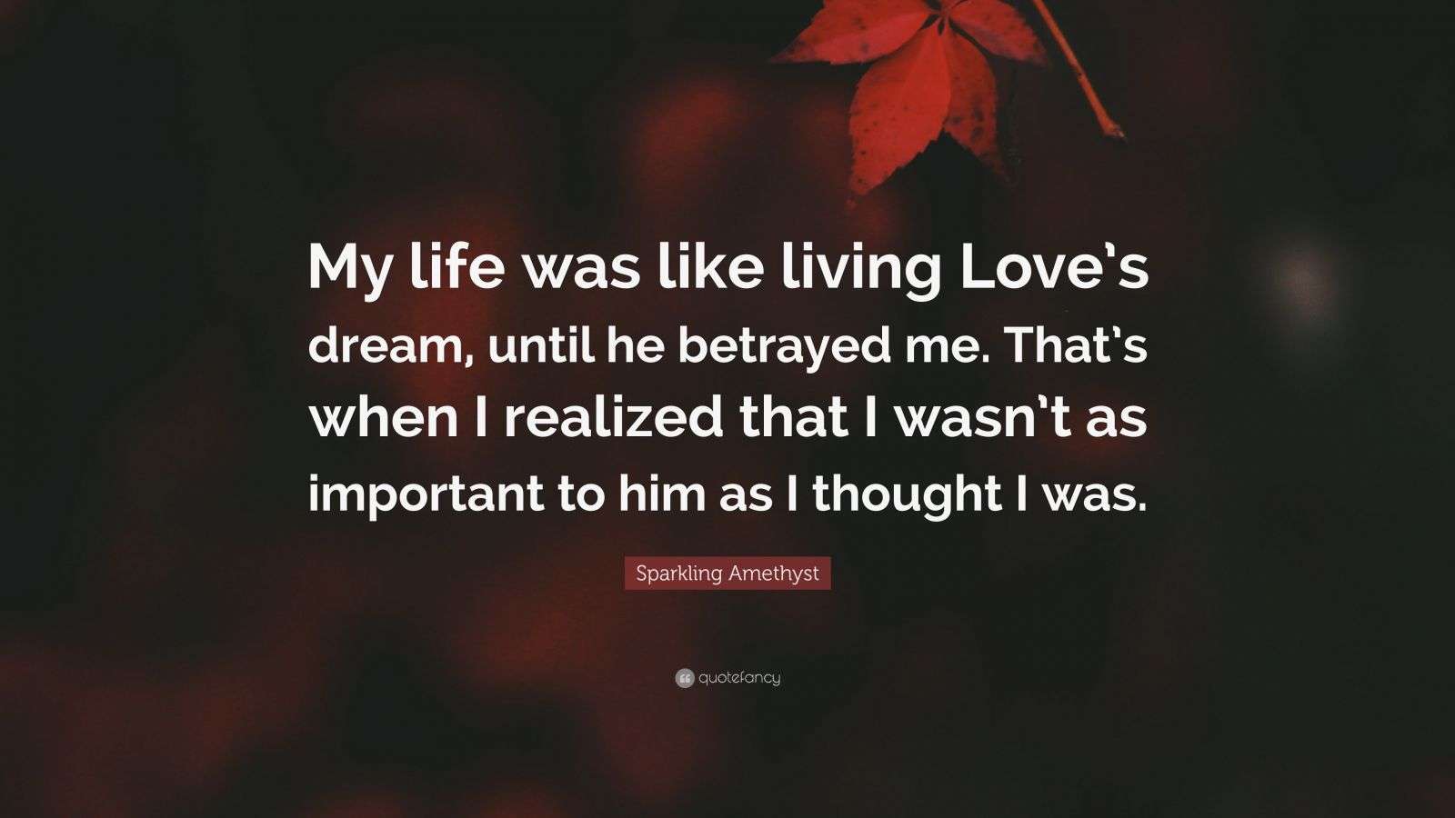 Sparkling Amethyst Quote: “My life was like living Love’s dream, until ...