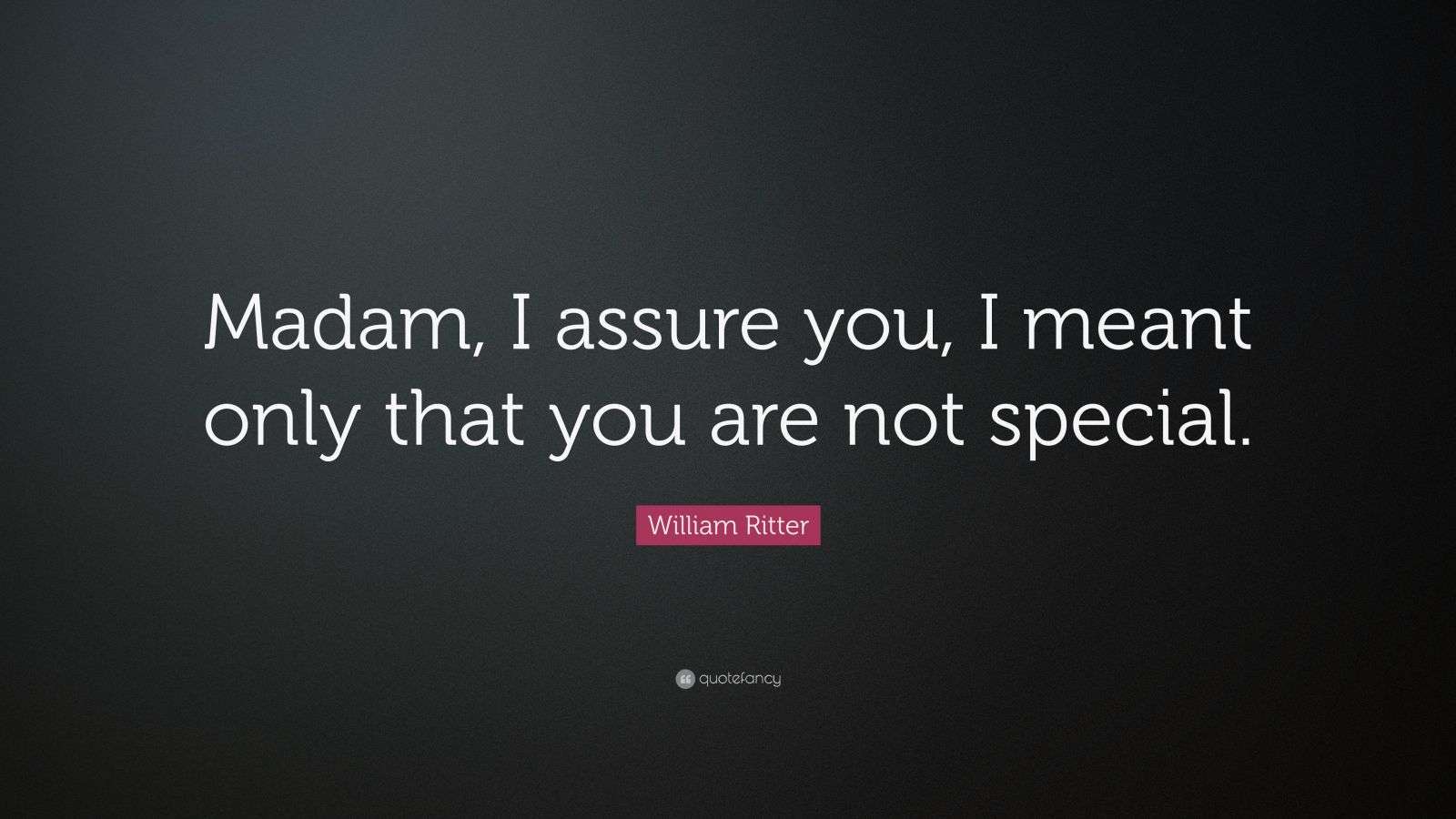 William Ritter Quote: “Madam, I assure you, I meant only that you are ...