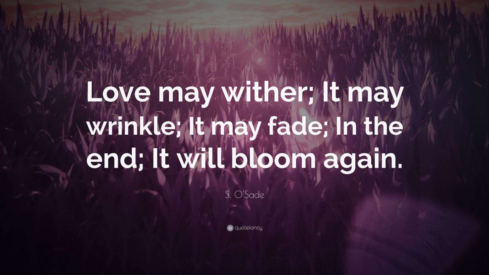 S. O'Sade Quote: “Love may wither; It may wrinkle; It may fade; In the ...