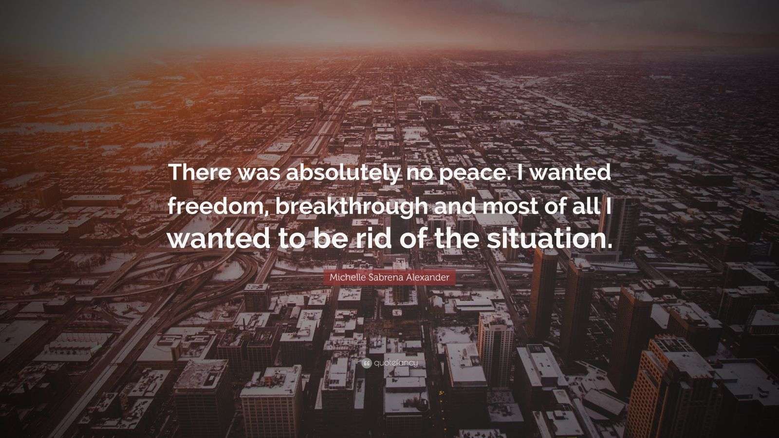 Michelle Sabrena Alexander Quote: “There was absolutely no peace. I ...
