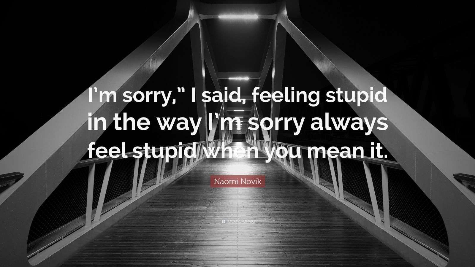 Naomi Novik Quote: “I’m sorry,” I said, feeling stupid in the way I’m ...