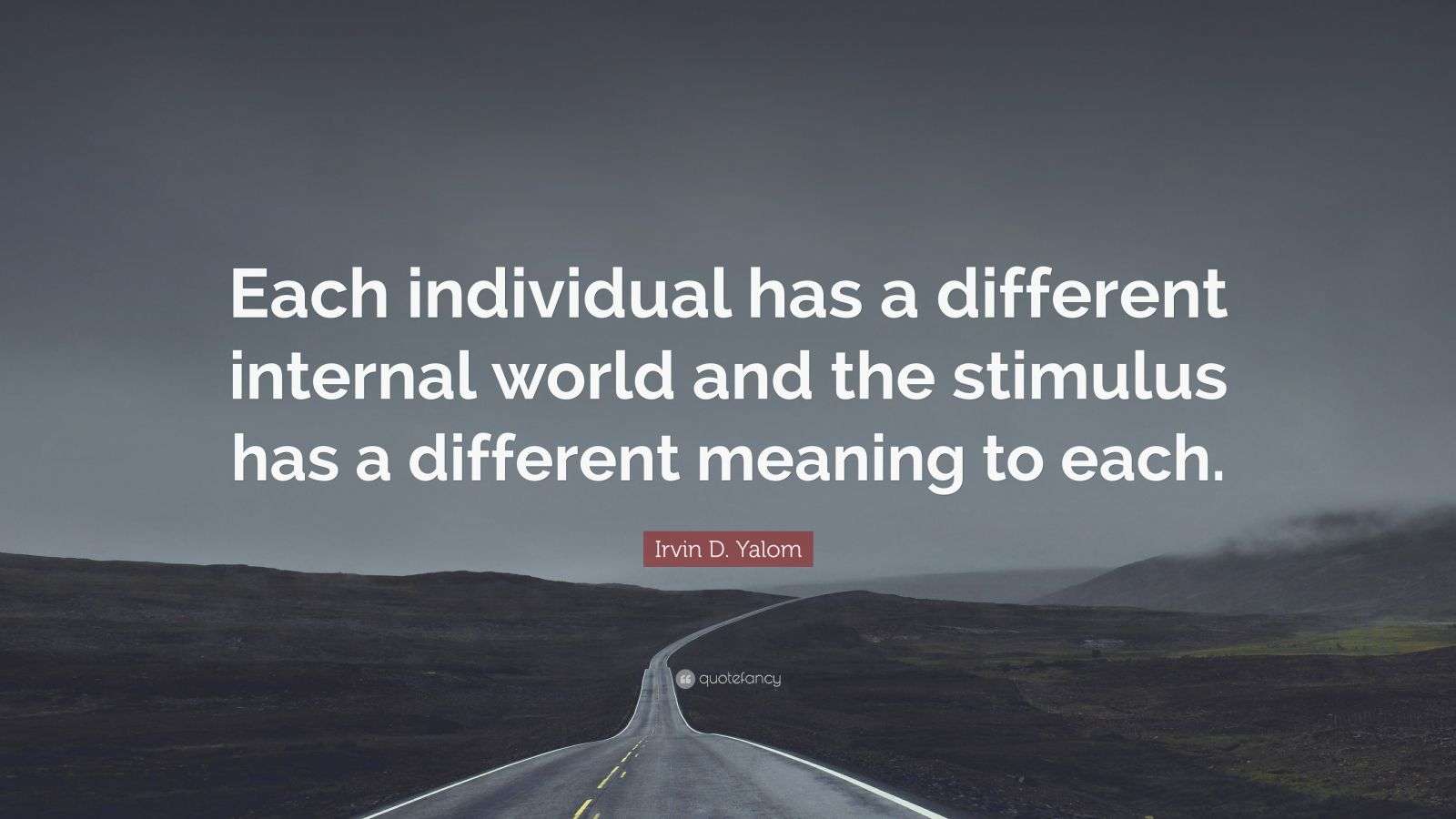 Irvin D. Yalom Quote: “Each individual has a different internal world ...