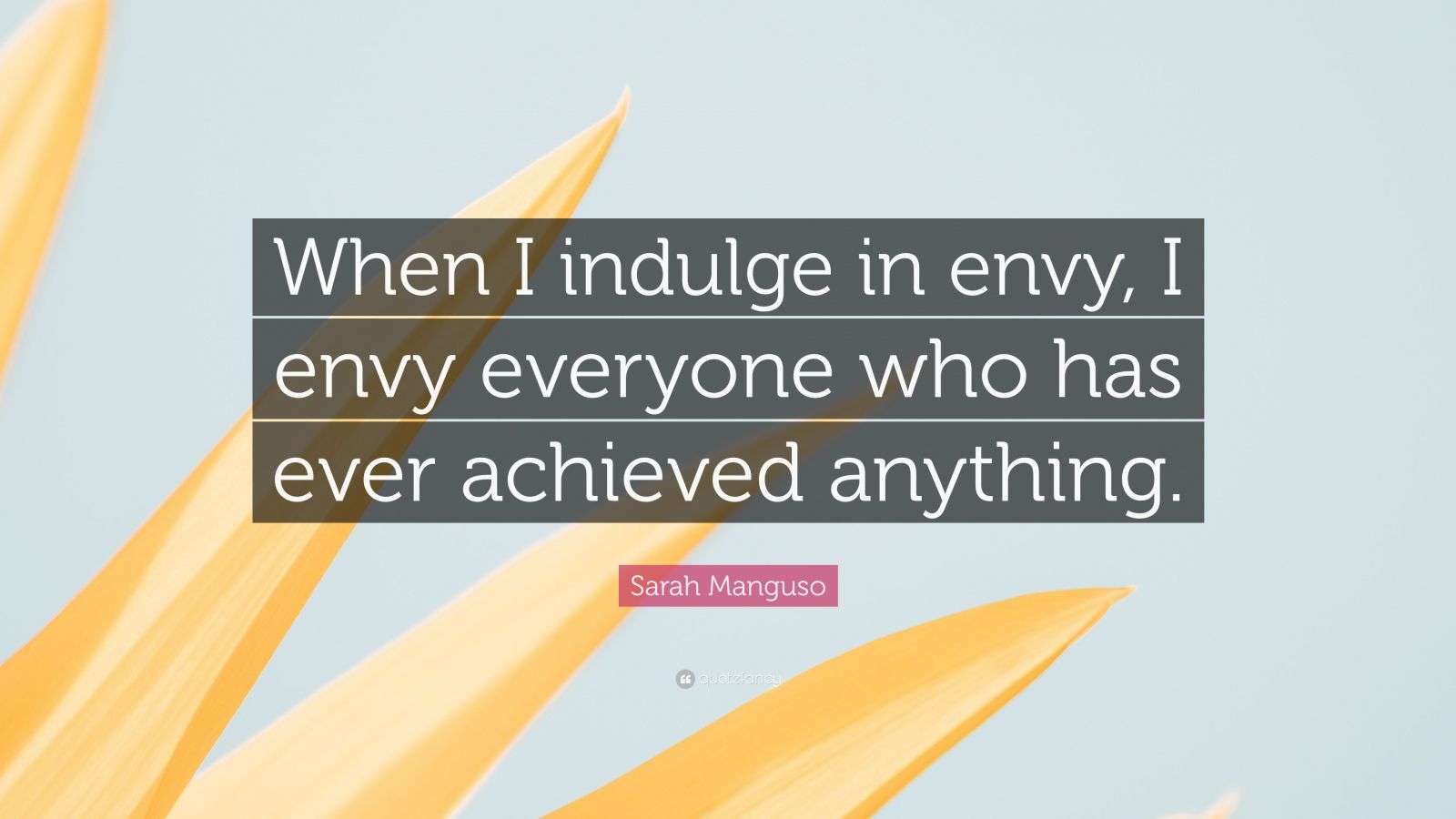 Sarah Manguso Quote: “When I indulge in envy, I envy everyone who has ...