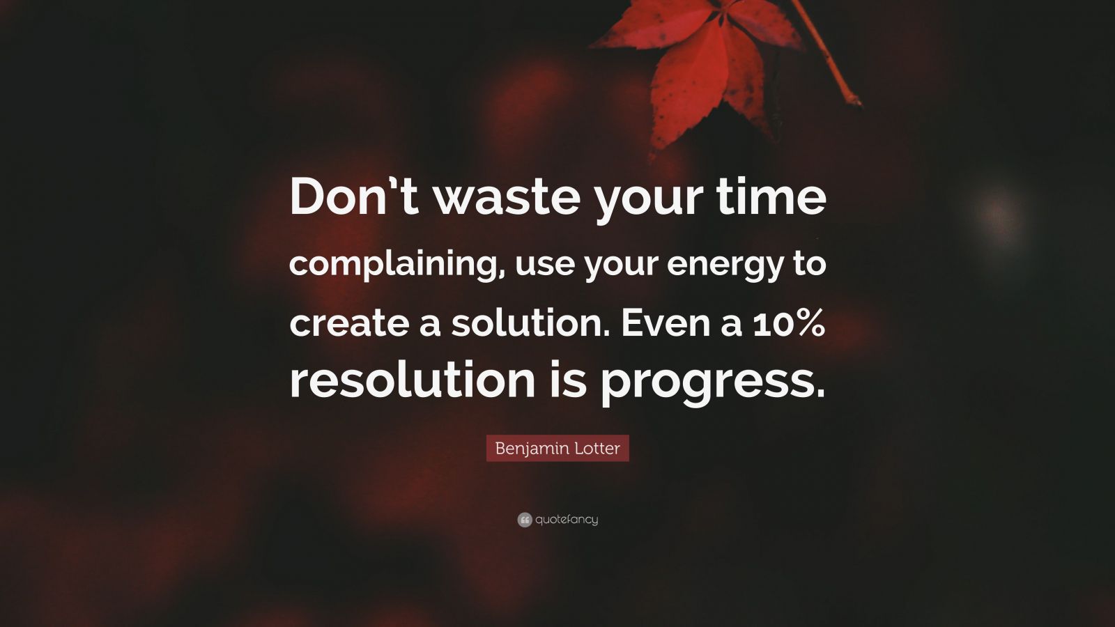 Benjamin Lotter Quote: “Don’t waste your time complaining, use your ...