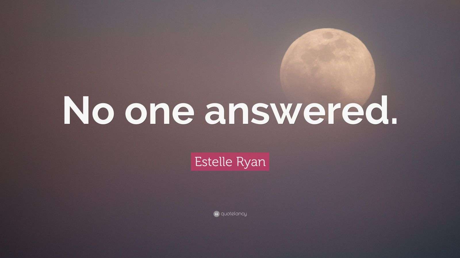 Estelle Ryan Quote: “No one answered.”