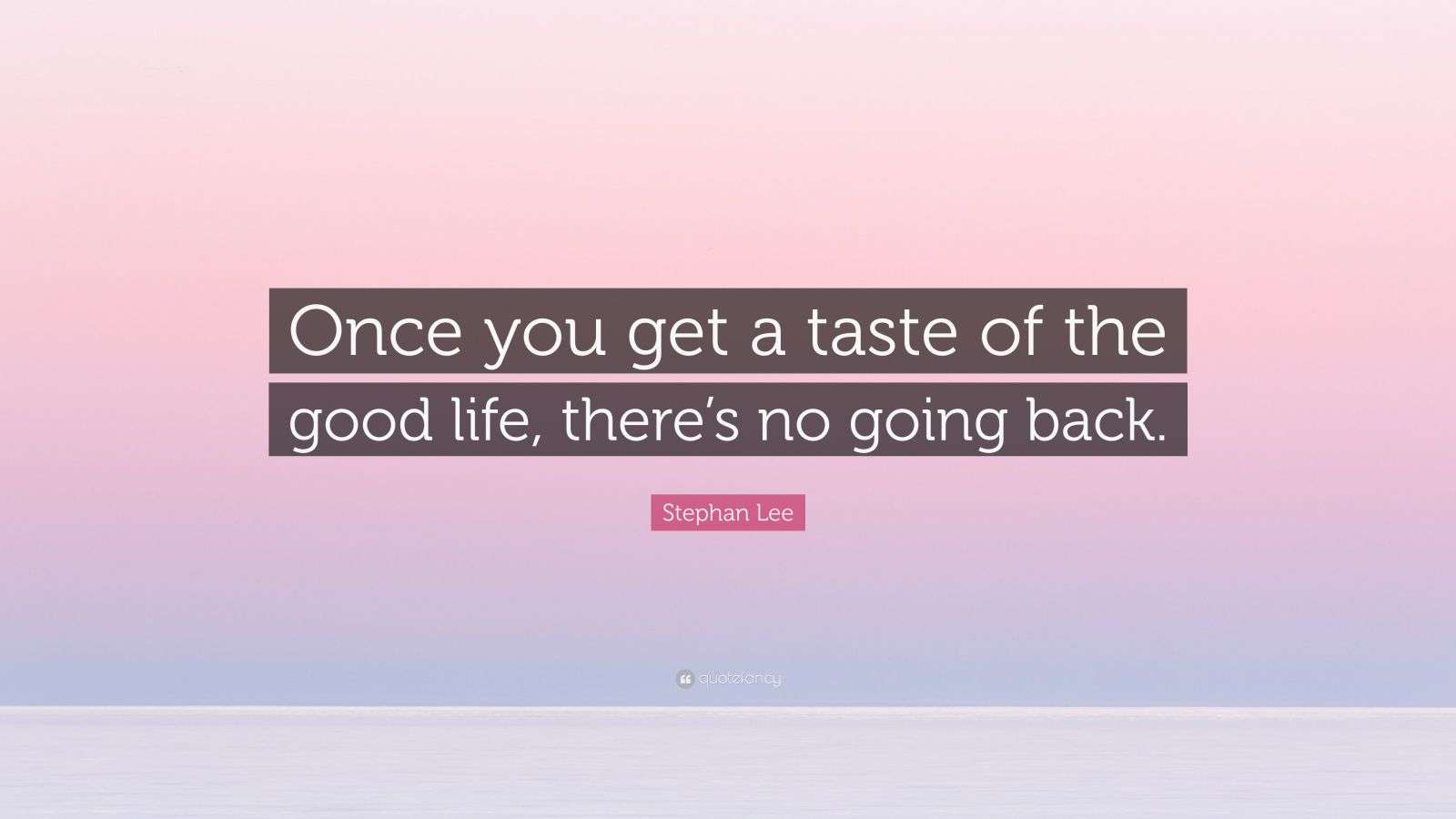 Stephan Lee Quote: “Once you get a taste of the good life, there’s no ...