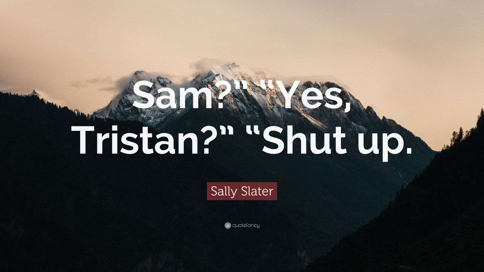 Sally Slater Quote: “Sam?” “Yes, Tristan?” “Shut up.”