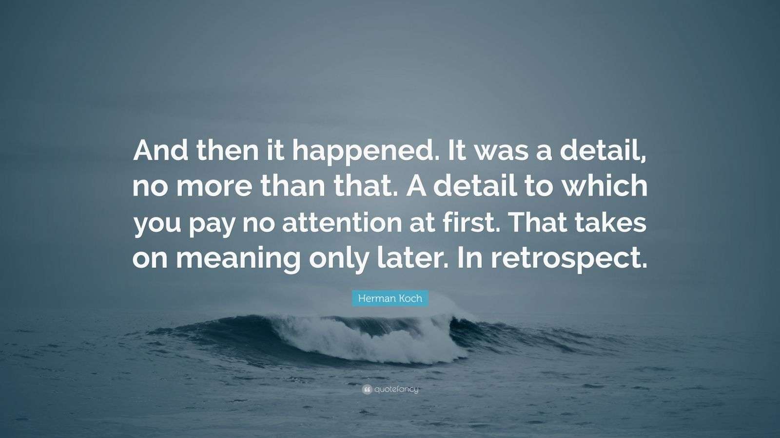 Herman Koch Quote: “And then it happened. It was a detail, no more than ...