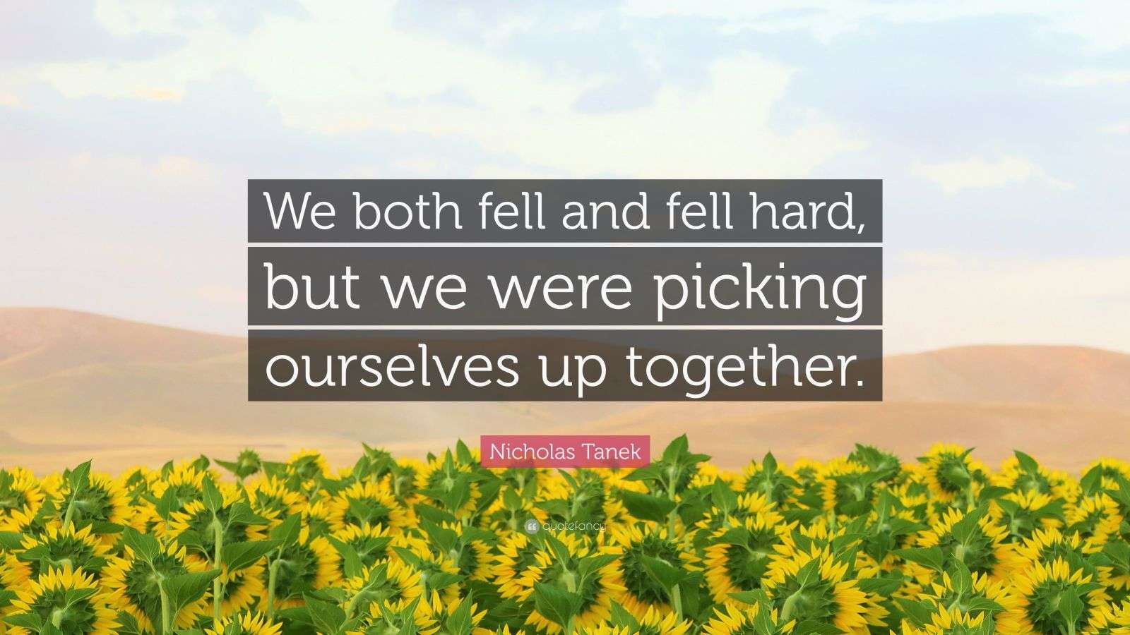 Nicholas Tanek Quote: “We both fell and fell hard, but we were picking ...