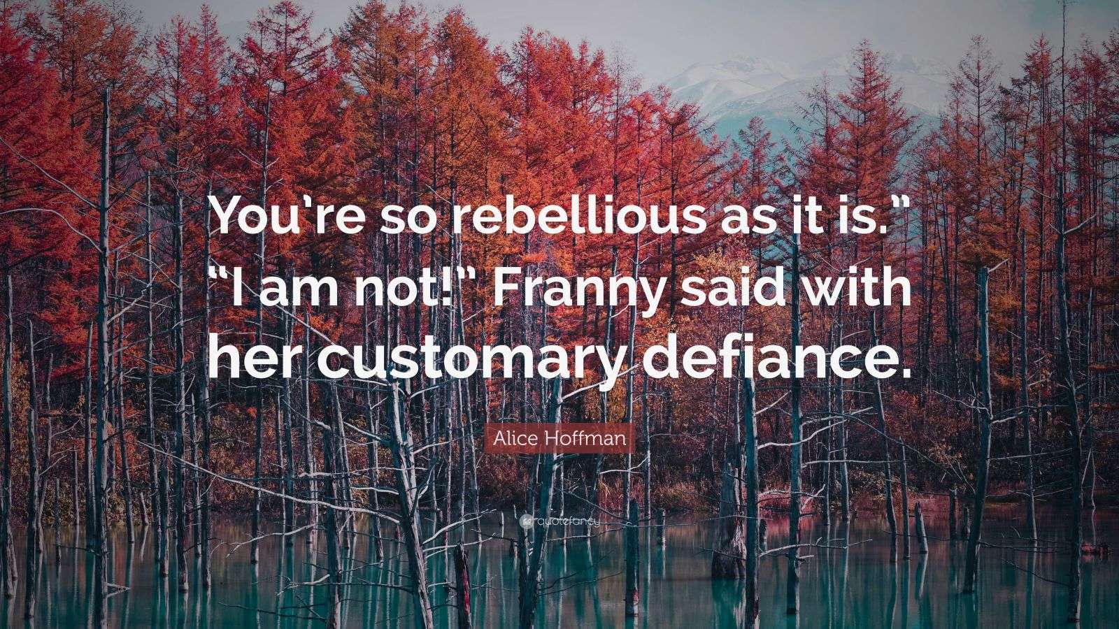 Alice Hoffman Quote: “You’re so rebellious as it is.” “I am not ...