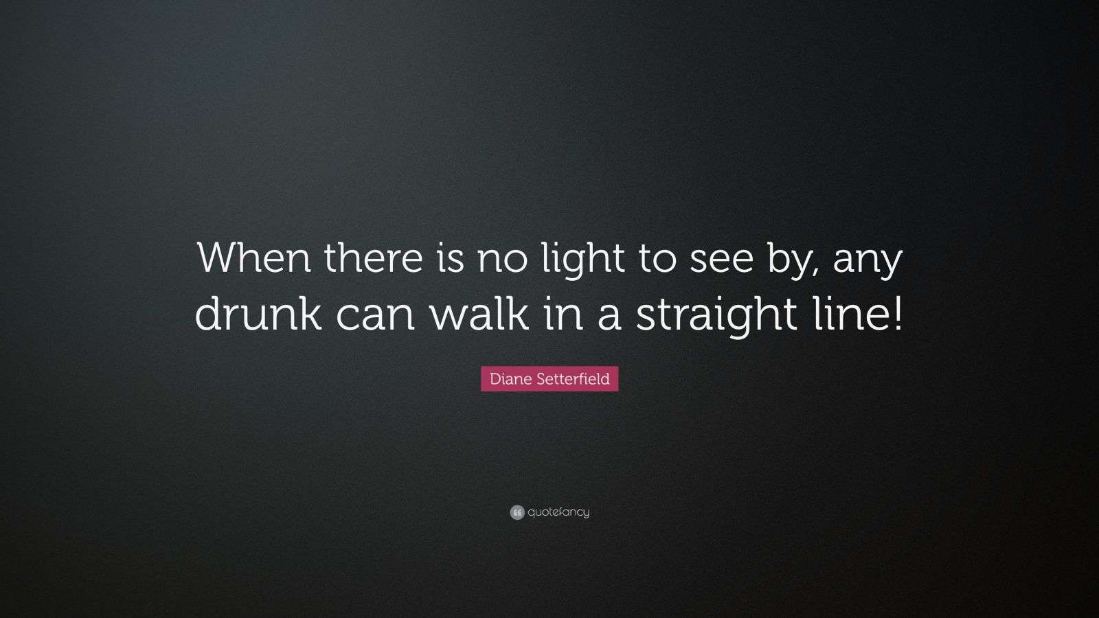 Diane Setterfield Quote: “When there is no light to see by, any drunk ...