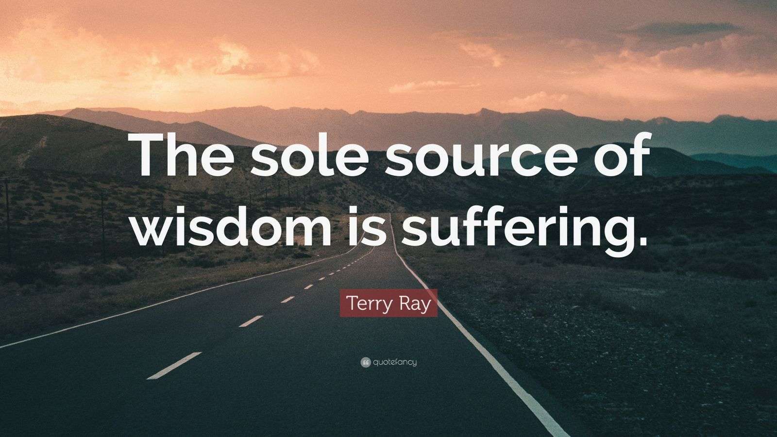 Terry Ray Quote: “The sole source of wisdom is suffering.”