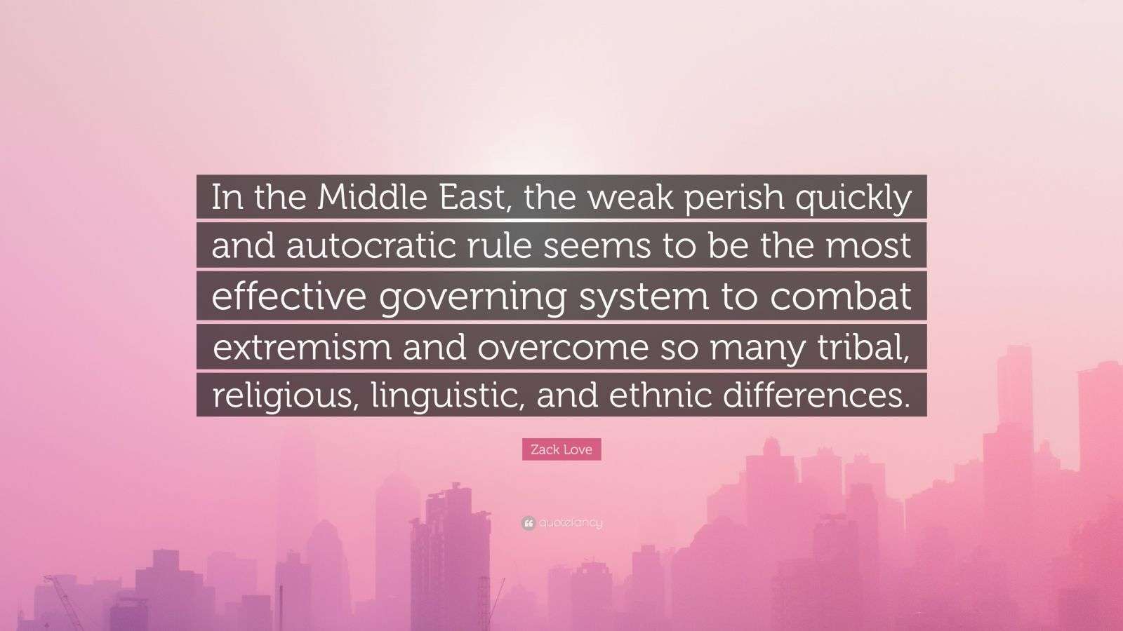 Zack Love Quote: “In the Middle East, the weak perish quickly and ...