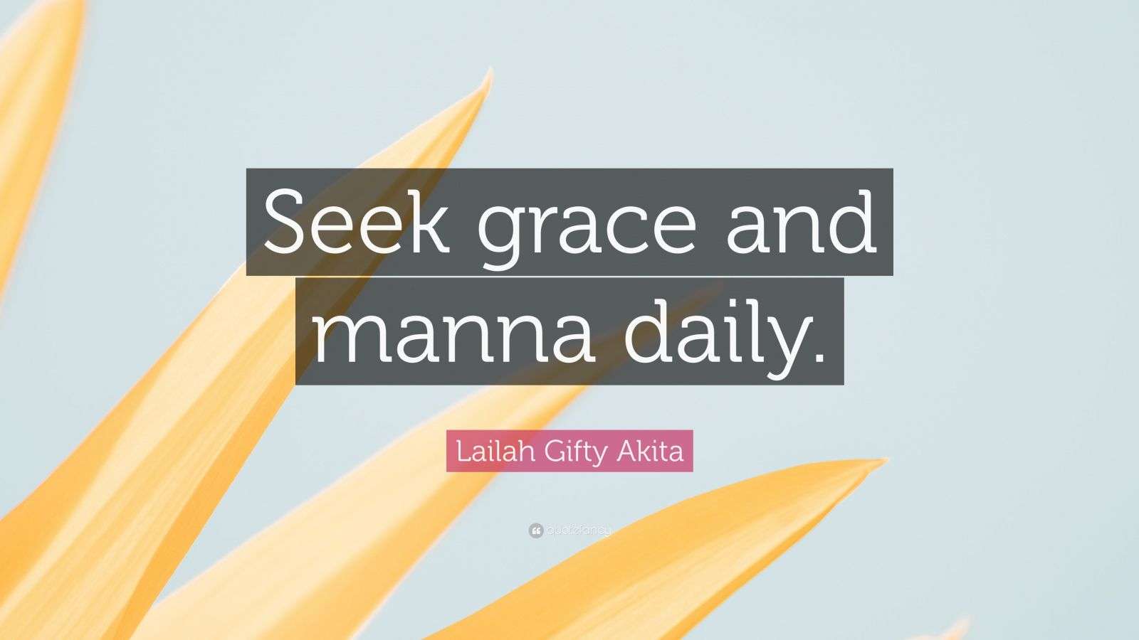 Lailah Gifty Akita Quote: “Seek grace and manna daily.”