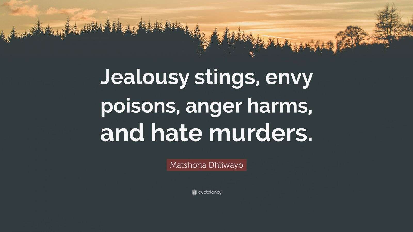 Matshona Dhliwayo Quote: “Jealousy stings, envy poisons, anger harms ...