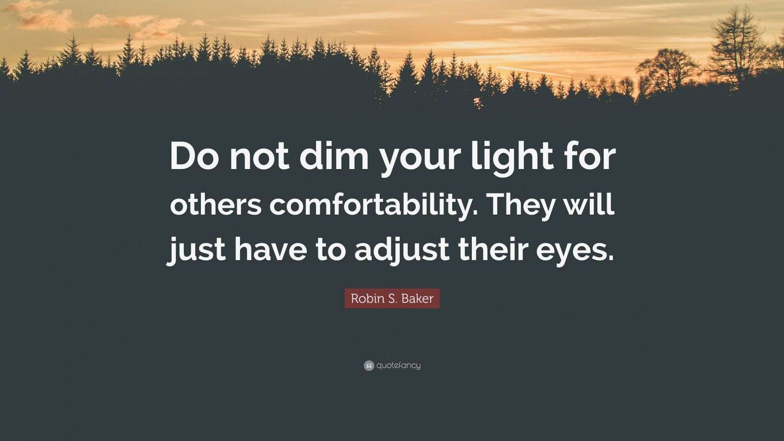 Robin S. Baker Quote: “Do not dim your light for others comfortability ...