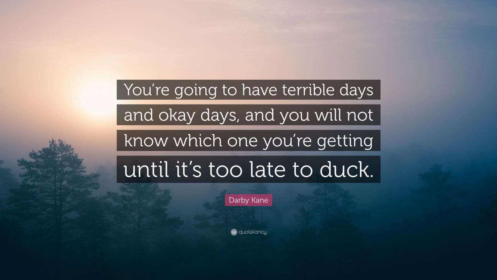 Darby Kane Quote: “You’re going to have terrible days and okay days ...