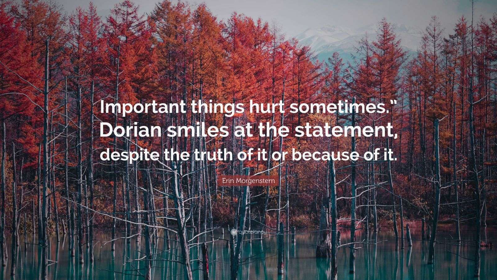 Erin Morgenstern Quote: “Important things hurt sometimes.” Dorian ...