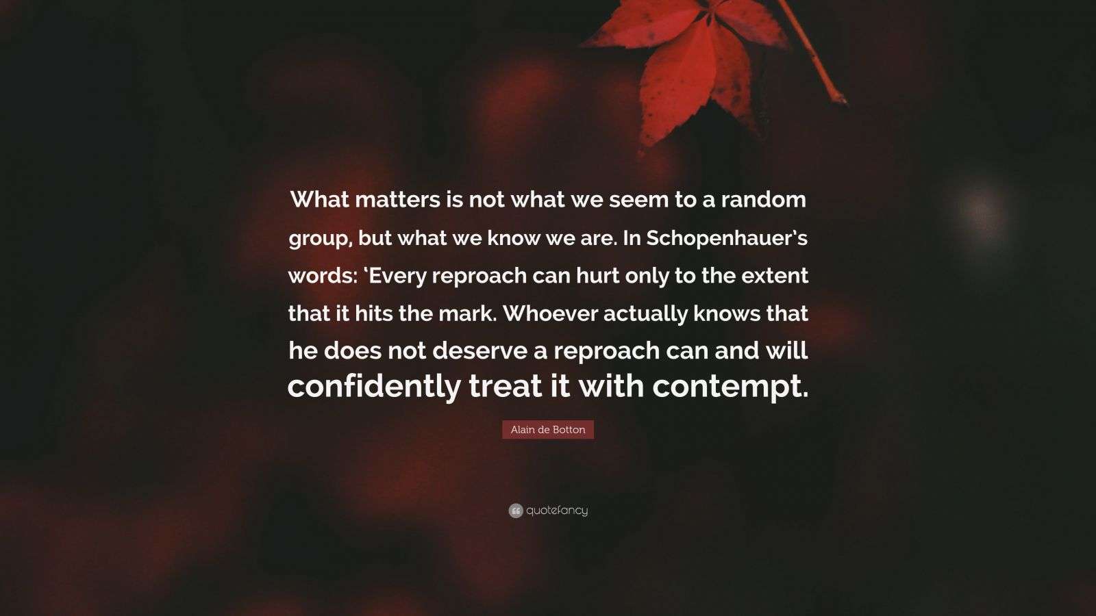 Alain de Botton Quote: “What matters is not what we seem to a random ...