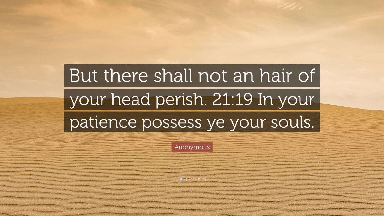 Anonymous Quote: “But there shall not an hair of your head perish. 21: ...