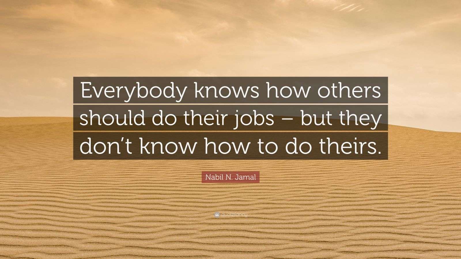 Nabil N. Jamal Quote: “Everybody knows how others should do their jobs ...