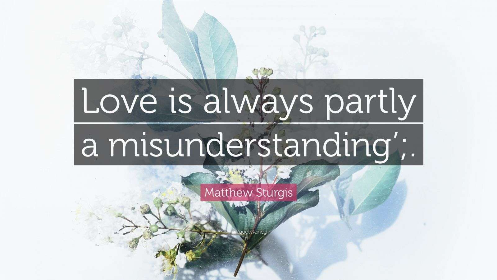 Matthew Sturgis Quote: “Love is always partly a misunderstanding’;.”