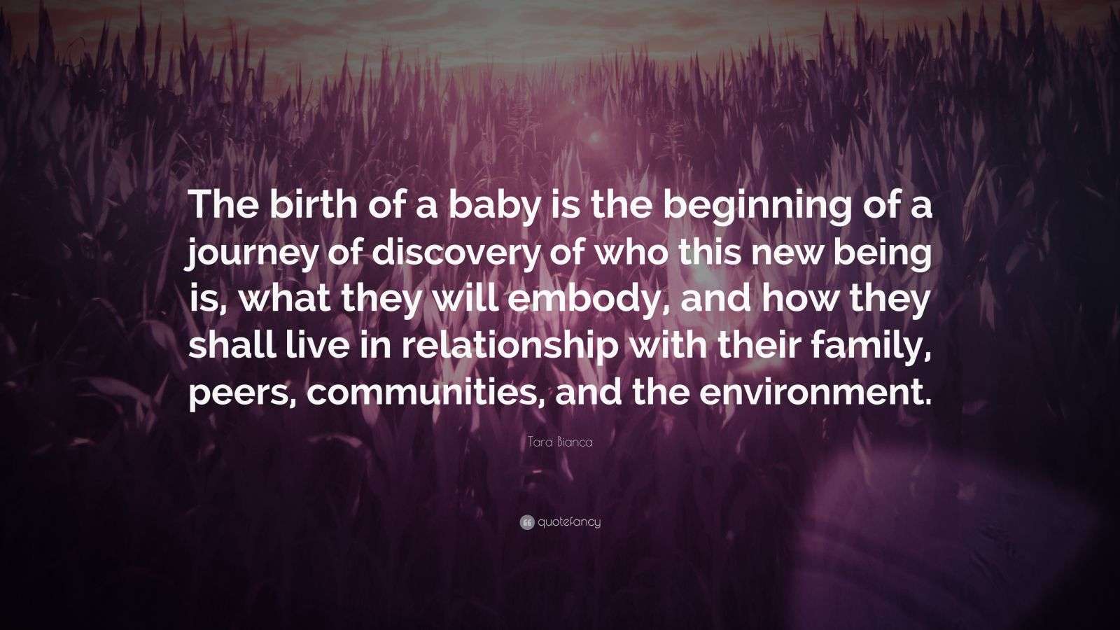 Tara Bianca Quote: “The birth of a baby is the beginning of a journey ...