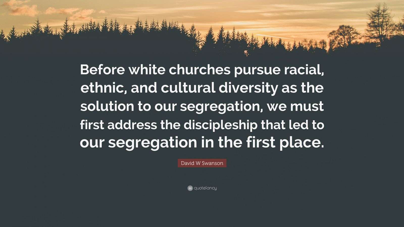 David W Swanson Quote: “Before white churches pursue racial, ethnic ...