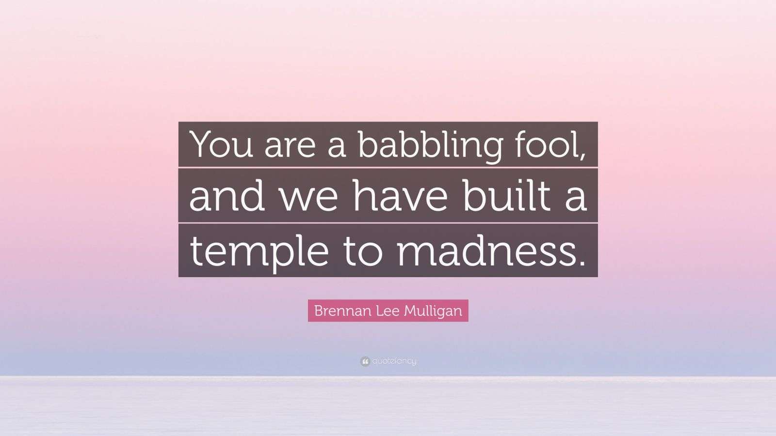 Brennan Lee Mulligan Quote: “You are a babbling fool, and we have built ...