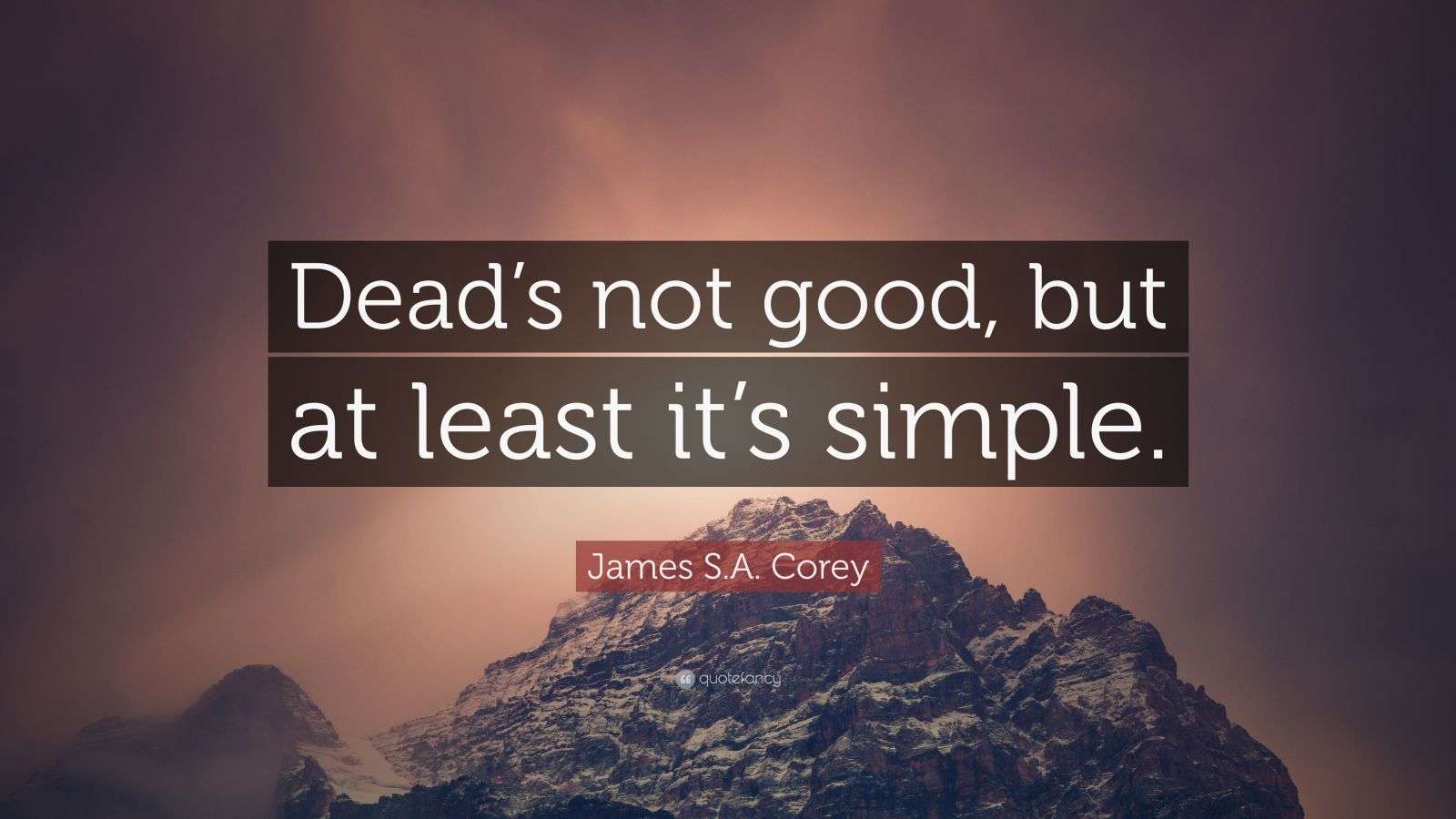 James S.A. Corey Quote: “Dead’s not good, but at least it’s simple.”