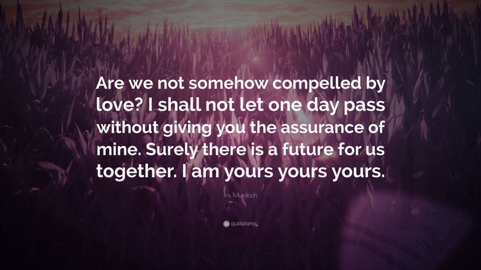 Iris Murdoch Quote: “Are we not somehow compelled by love? I shall not ...
