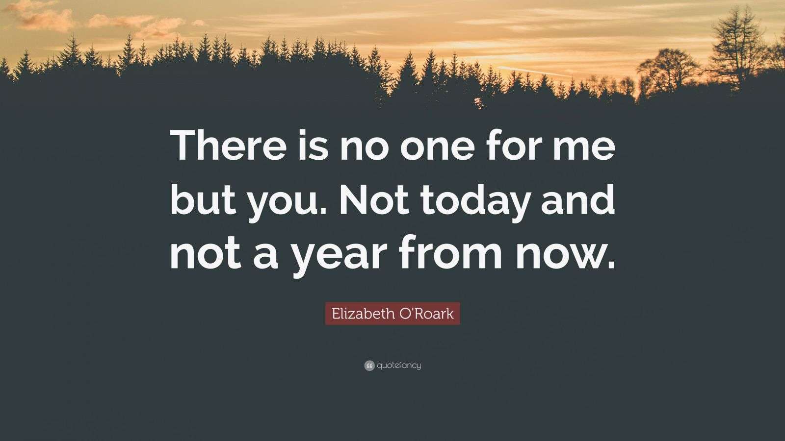 Elizabeth O'Roark Quote: “There is no one for me but you. Not today and ...