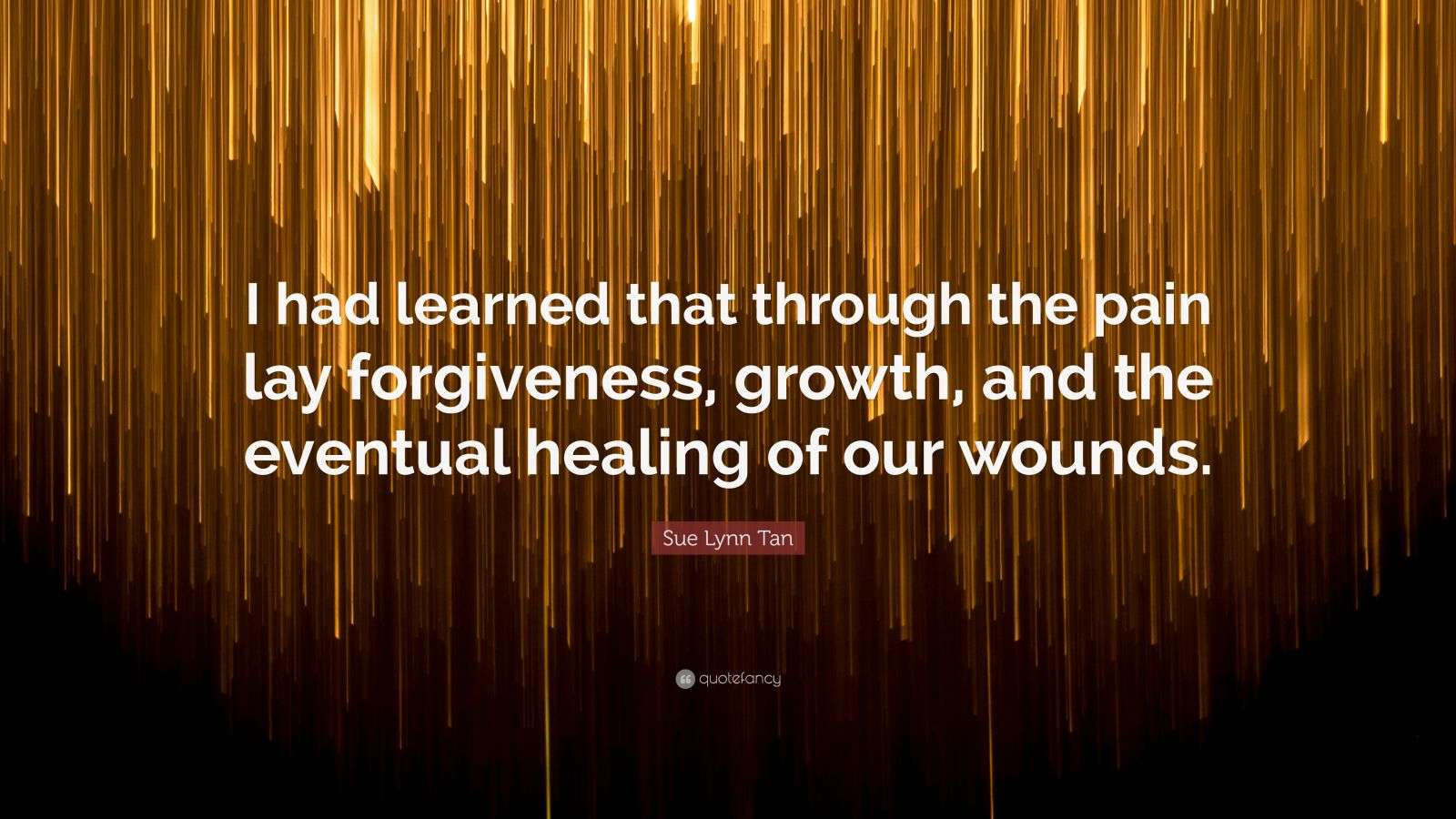 Sue Lynn Tan Quote: “I had learned that through the pain lay ...