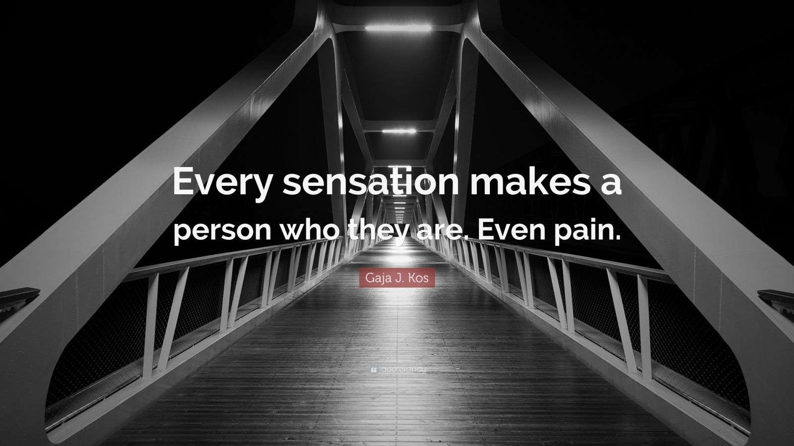Gaja J. Kos Quote: “Every sensation makes a person who they are. Even ...
