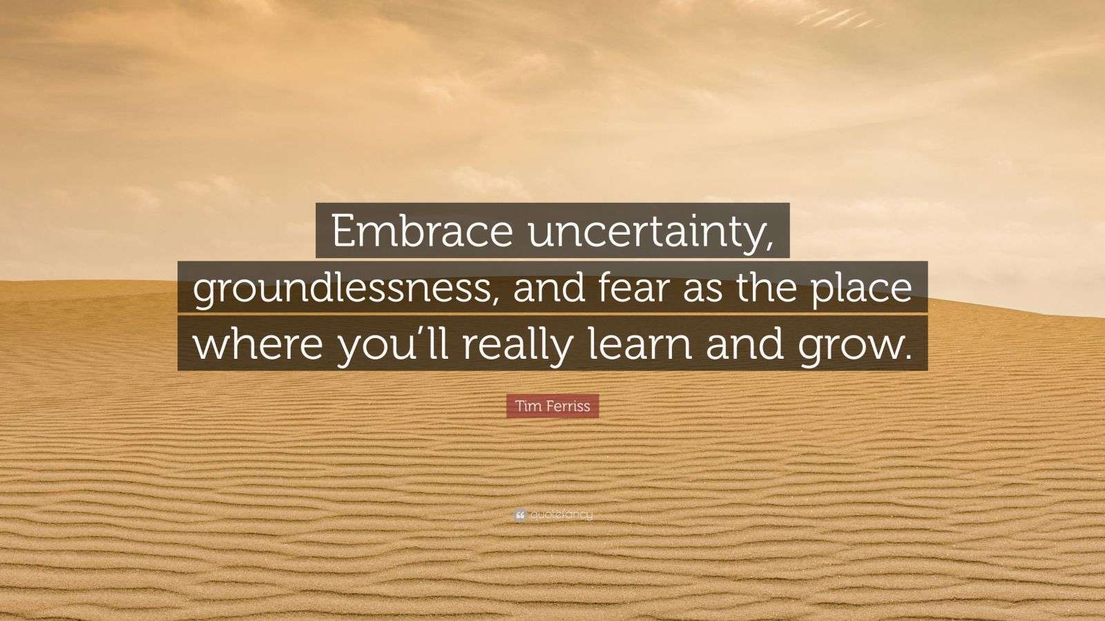 Tim Ferriss Quote: “Embrace uncertainty, groundlessness, and fear as ...