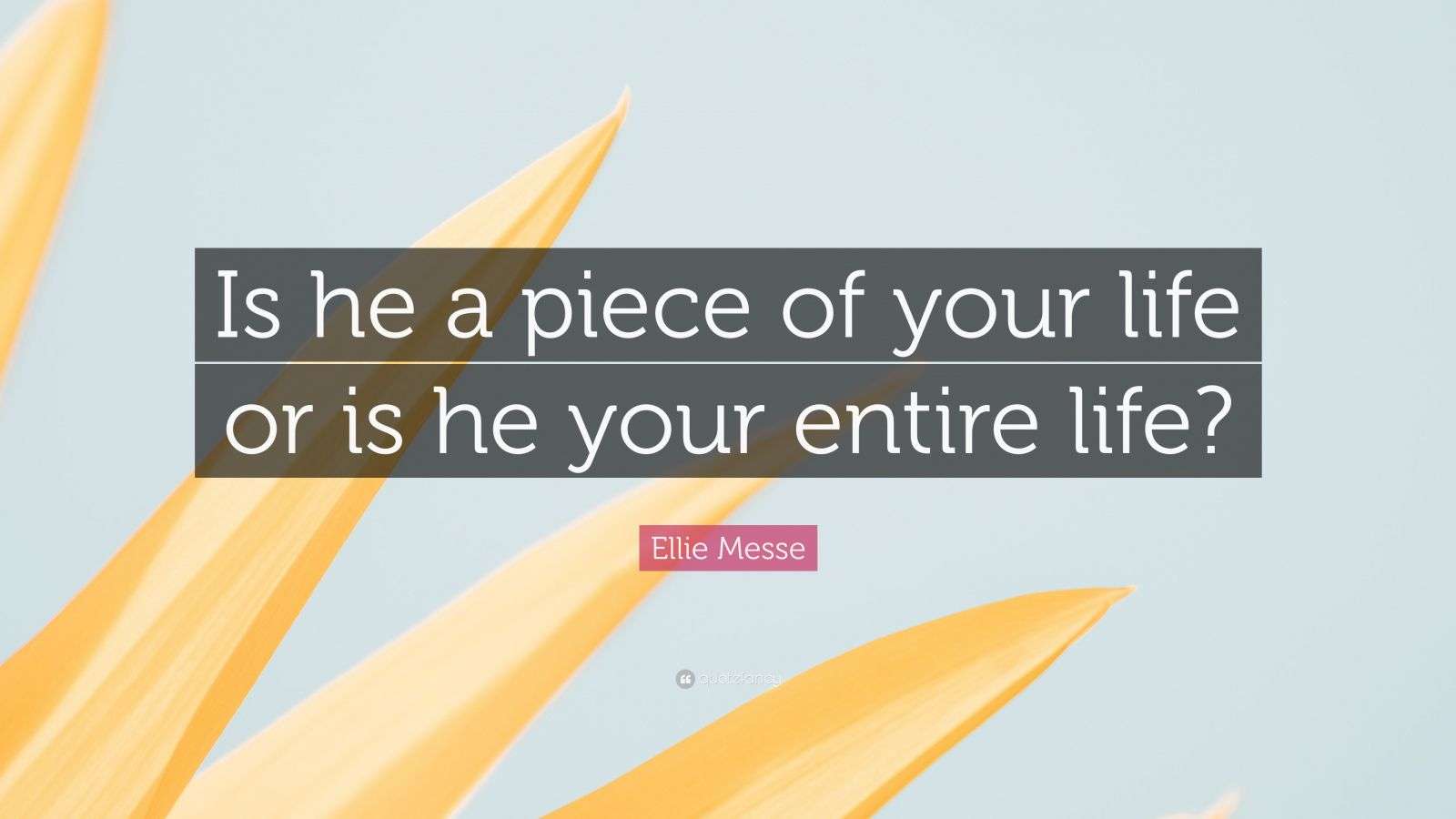 Ellie Messe Quote: “Is he a piece of your life or is he your entire life?”
