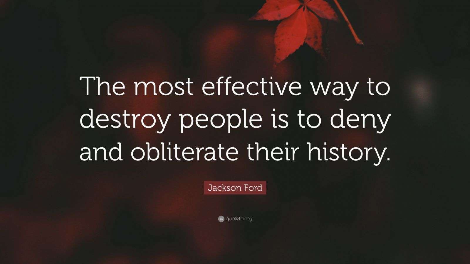 Jackson Ford Quote: “The most effective way to destroy people is to ...