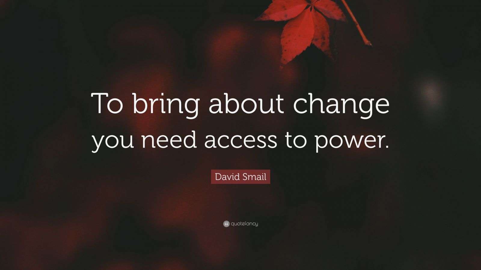 David Smail Quote: “To bring about change you need access to power.”