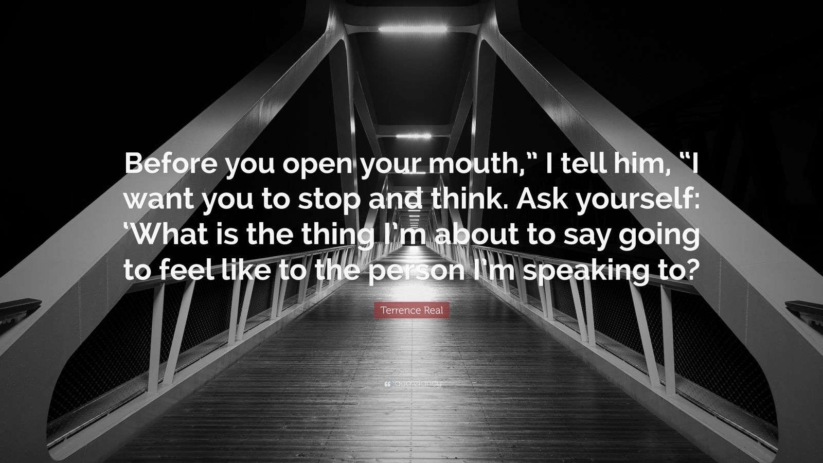Terrence Real Quote: “Before you open your mouth,” I tell him, “I want ...