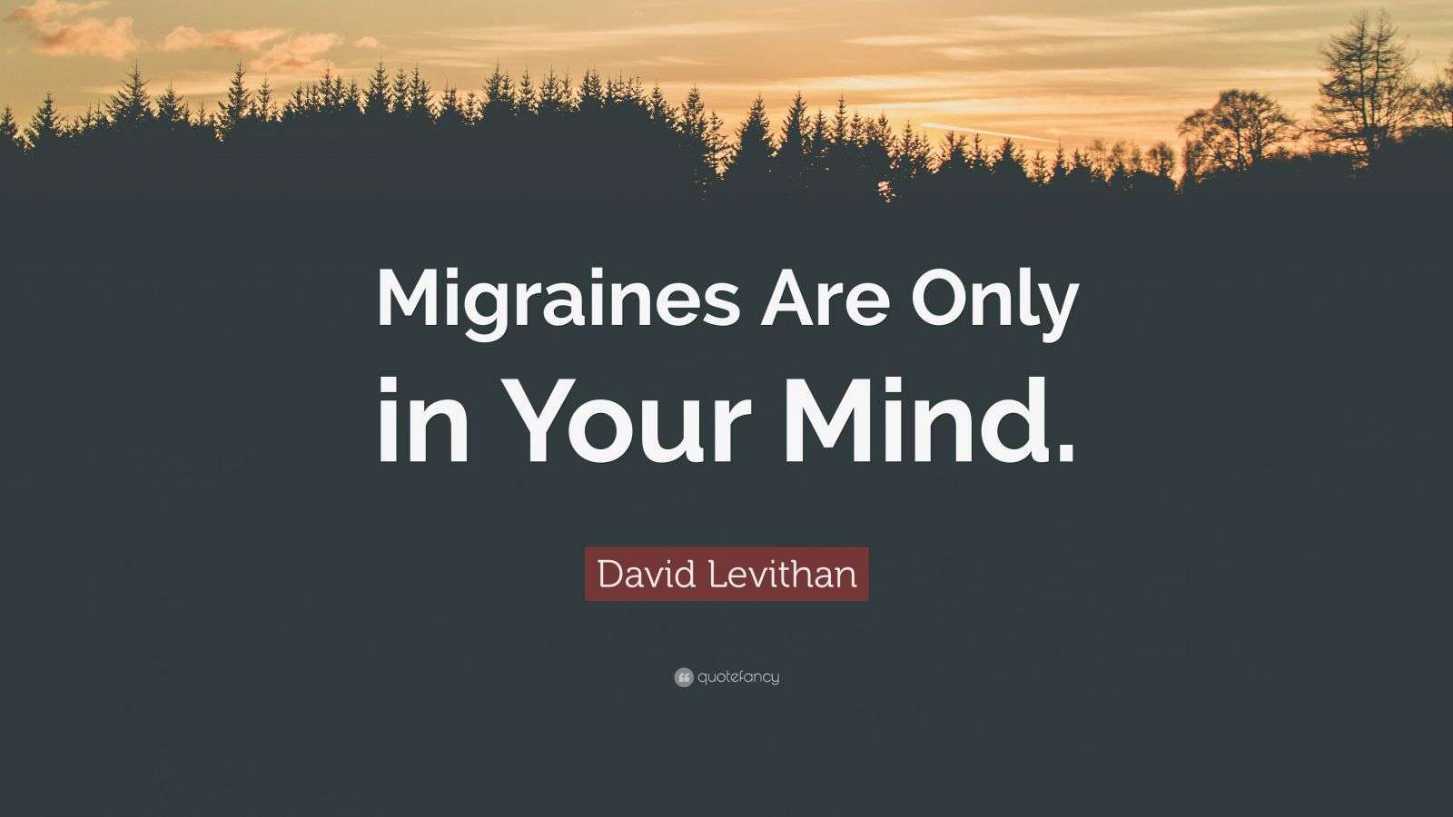 David Levithan Quote: “Migraines Are Only in Your Mind.”