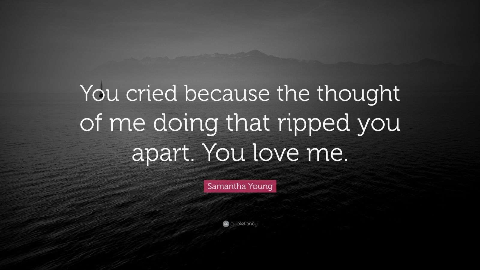 Samantha Young Quote: “You cried because the thought of me doing that ...