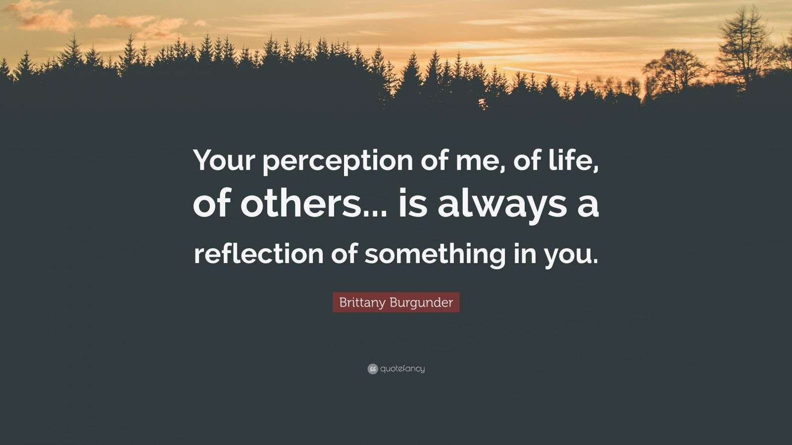 Brittany Burgunder Quote: “Your perception of me, of life, of others ...