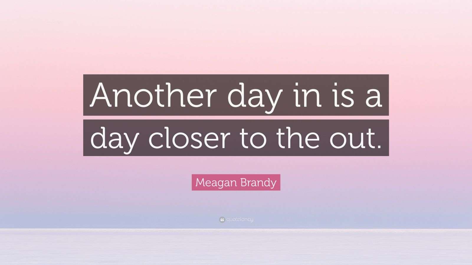 Meagan Brandy Quote: “Another day in is a day closer to the out.”