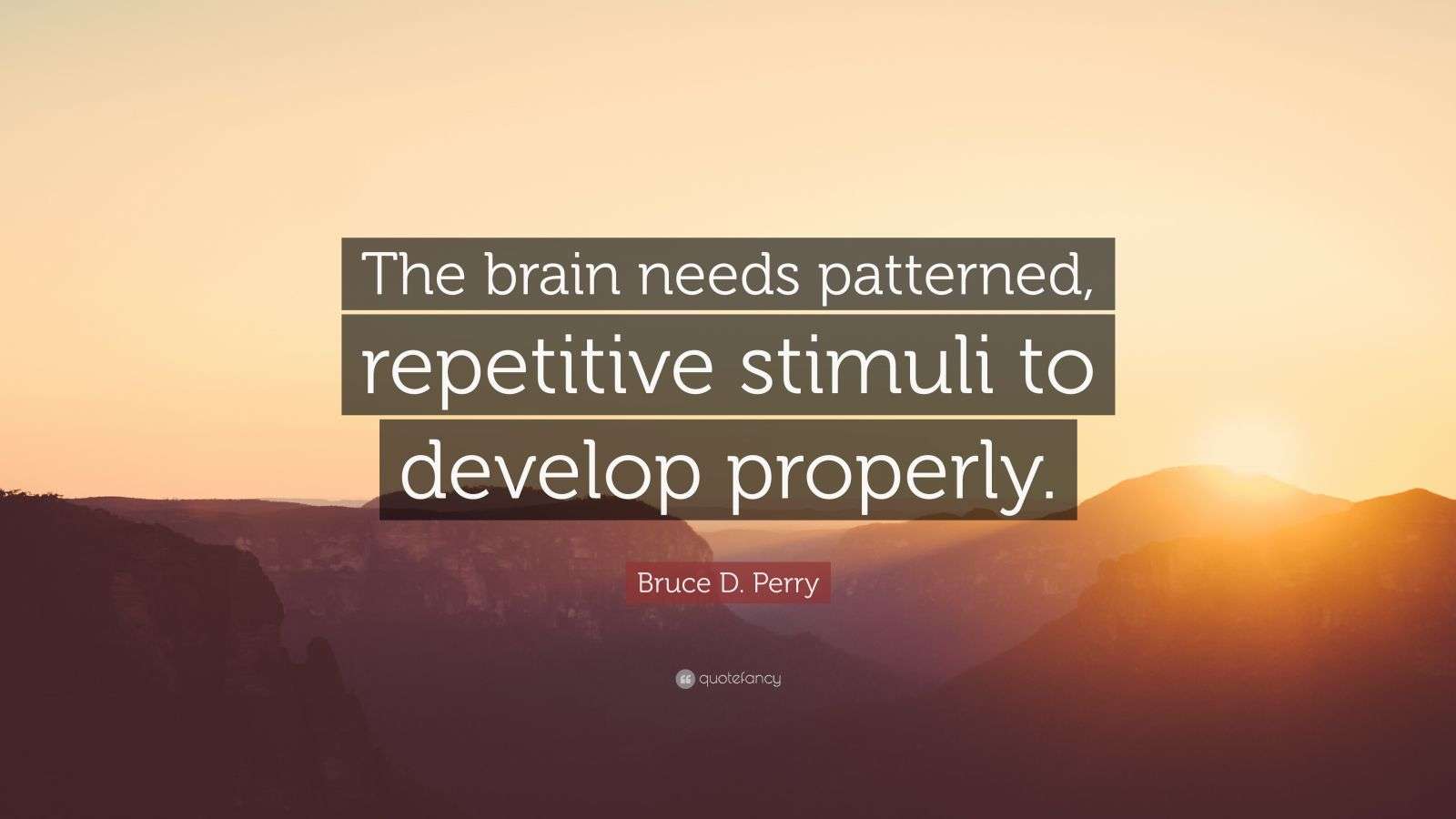 Bruce D. Perry Quote: “The brain needs patterned, repetitive stimuli to ...