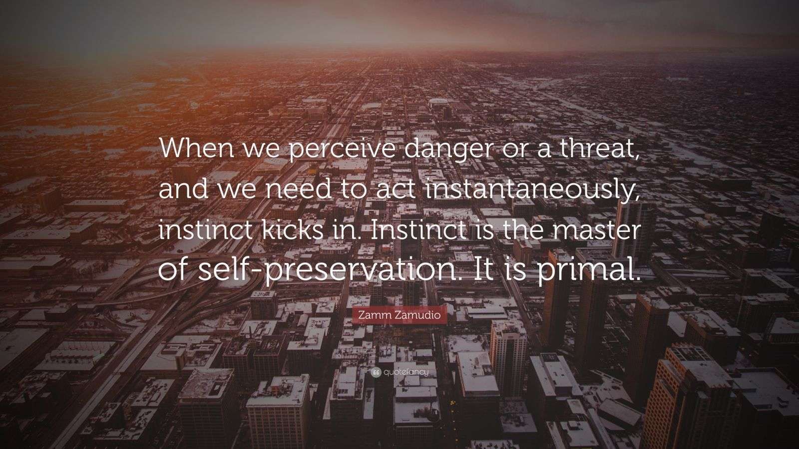 Zamm Zamudio Quote: “When we perceive danger or a threat, and we need ...