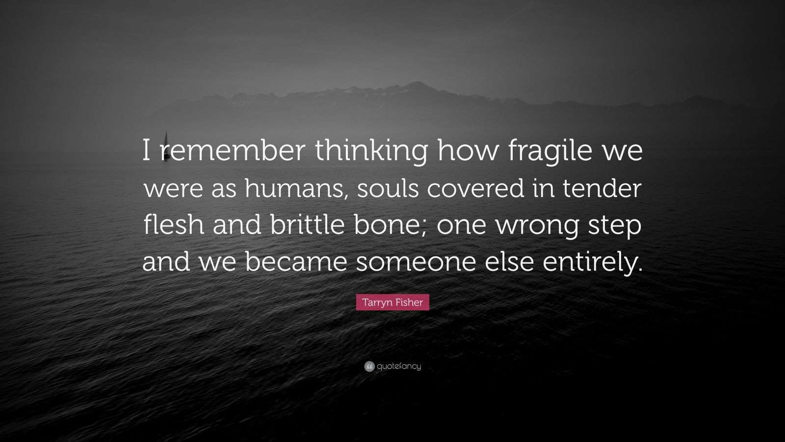 Tarryn Fisher Quote: “I remember thinking how fragile we were as humans ...