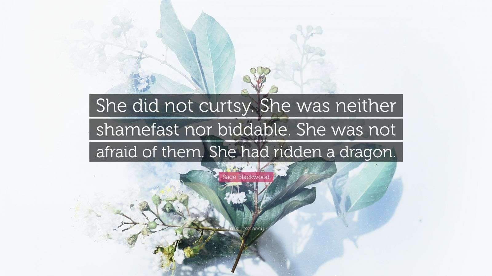 Sage Blackwood Quote: “She did not curtsy. She was neither shamefast ...